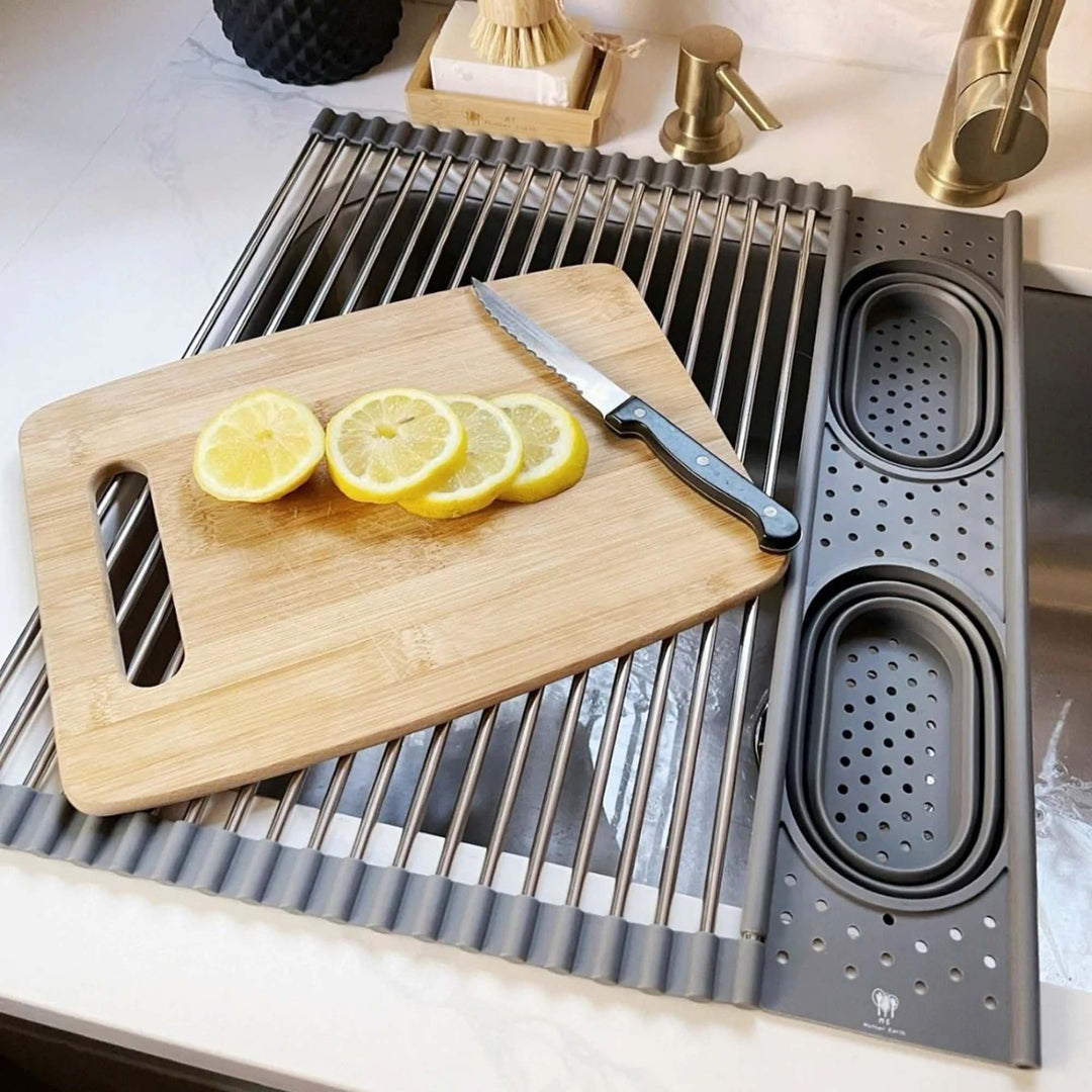 Roll up Silicone & Stainless Steel Dish Drying Rack — EarthShopp